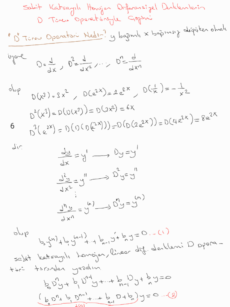 Yüksek Mertebeden Sabit Katsayılı Homojen Dif. Denklemler | PDF