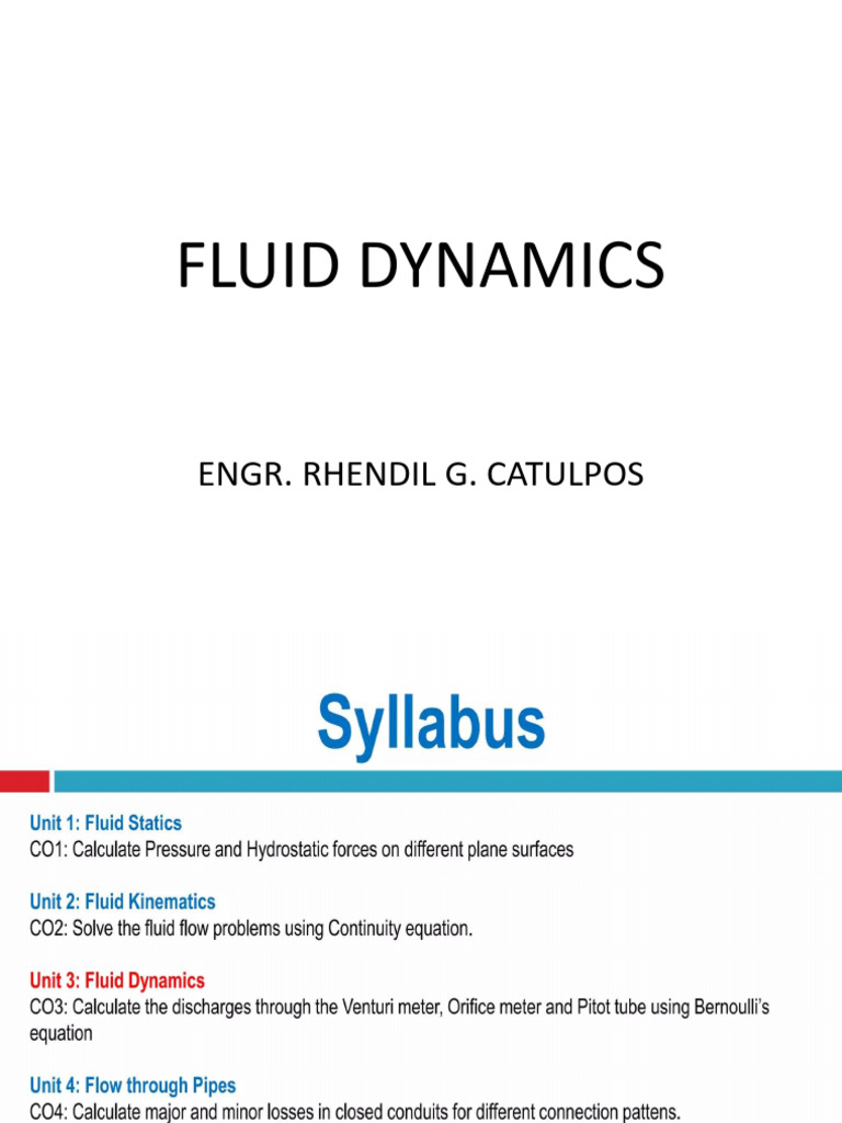 Fluid Dynamics: Water Flow Calculations | PDF