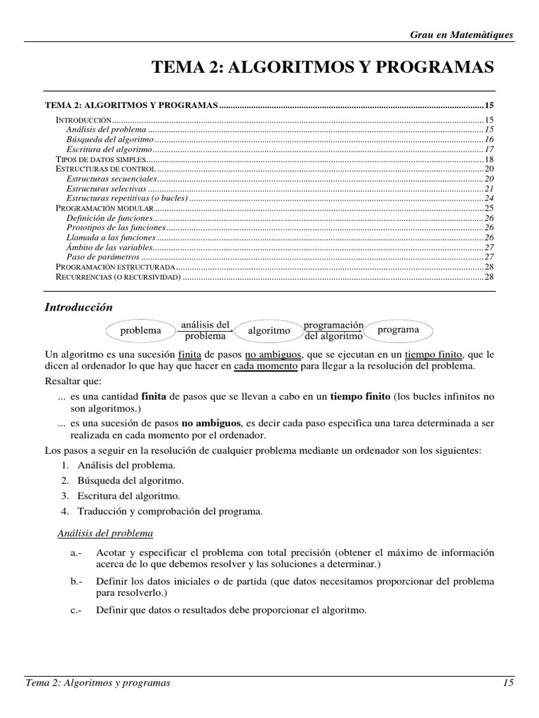Tema 2. Algoritmos y Programas00 | PDF | Algoritmos | C