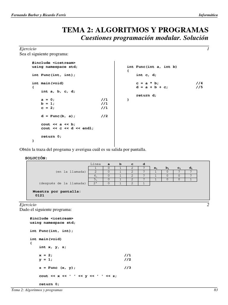 Tema 2. Algoritmos y Programas13.Cuestiones - Ptogmodular.solucion | PDF | Programación de ...