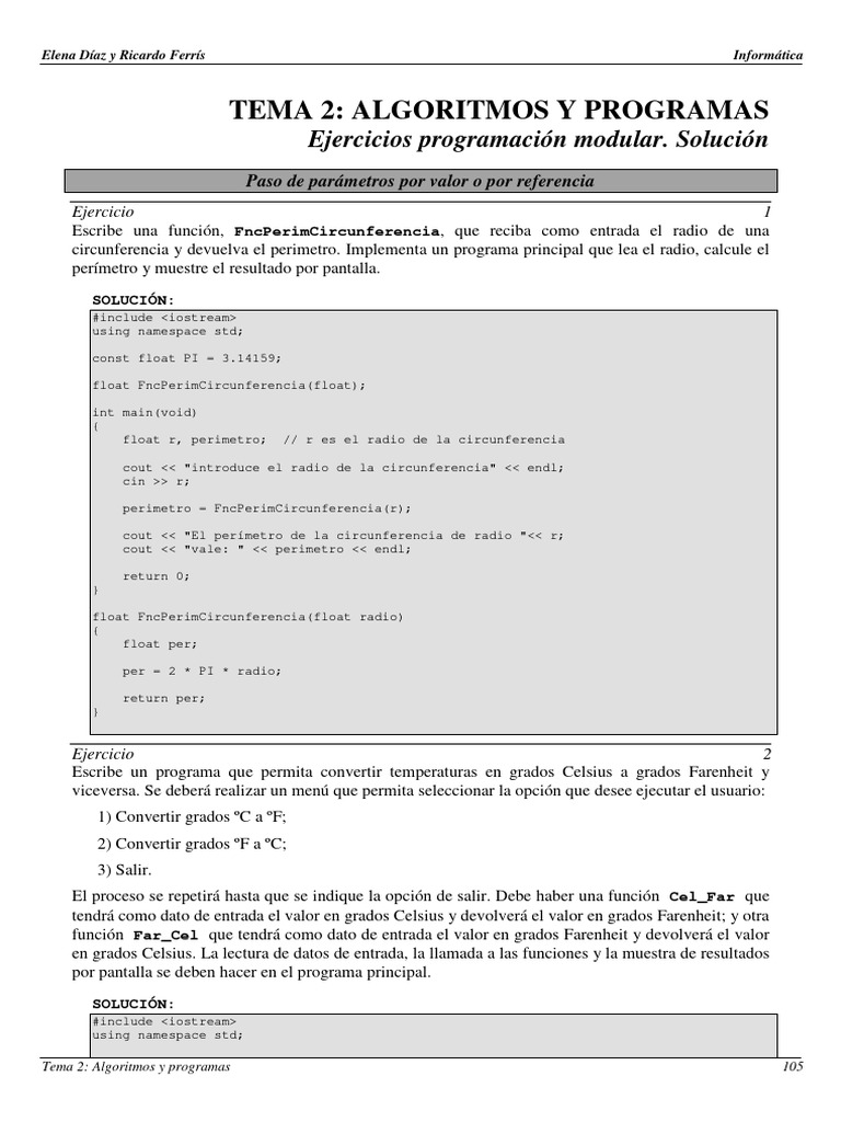 Tema 2. Algoritmos y Programas16.Ejercicios - Progmodular.solucion | PDF | Ingeniería de ...