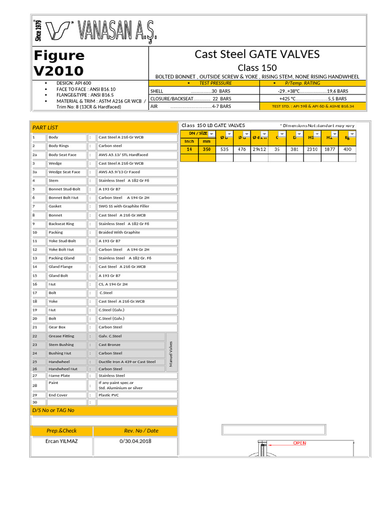 Cast Steel Gate 14-150 Ext Post Ind Gear WCB T8 | PDF | Steel | Materials
