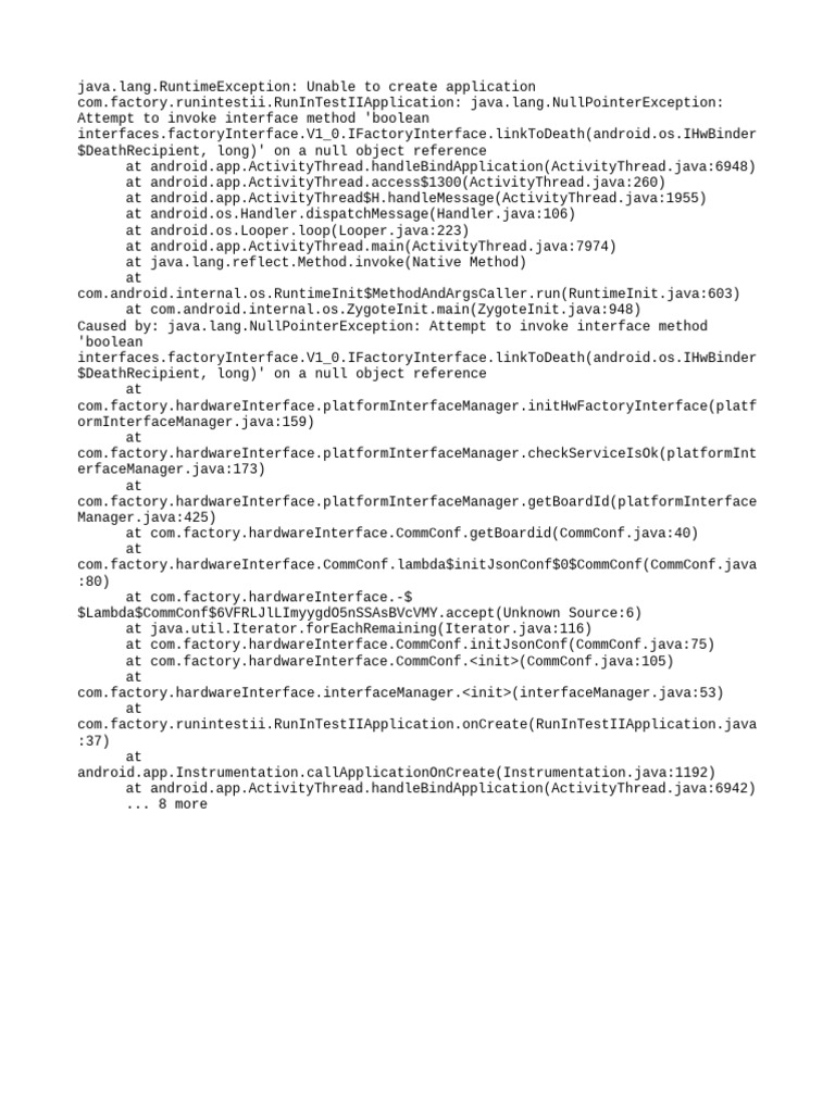 RuntimeException: NullPointerException in App | PDF