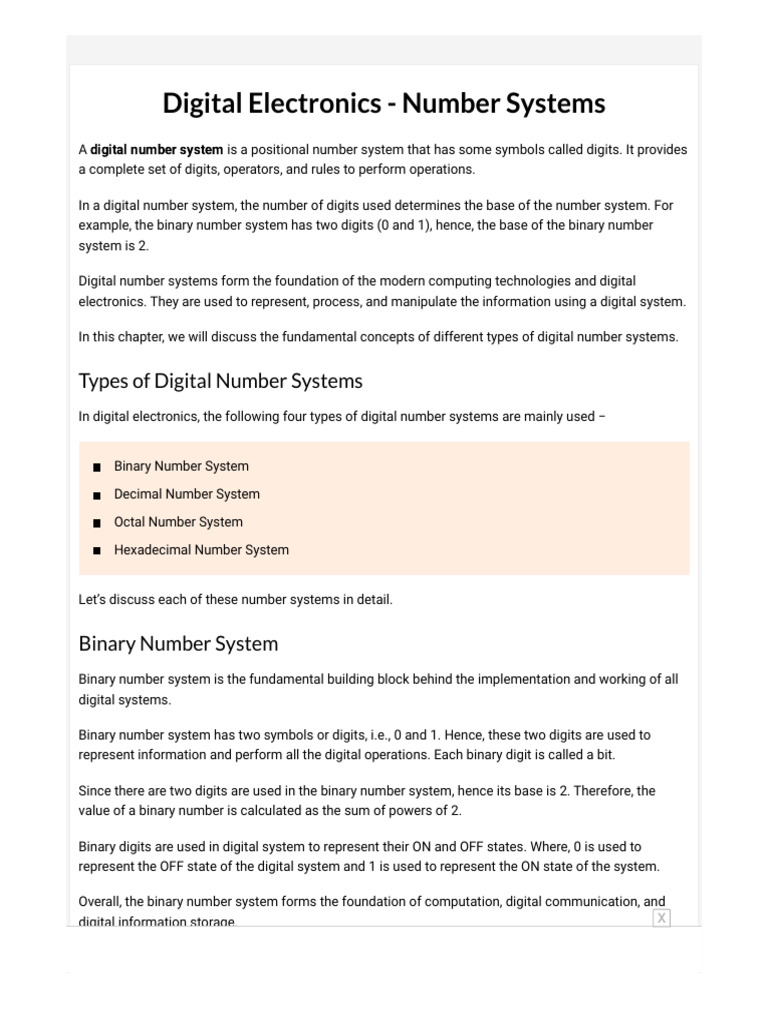 Overview of Digital Number Systems | PDF | Decimal | Numbers