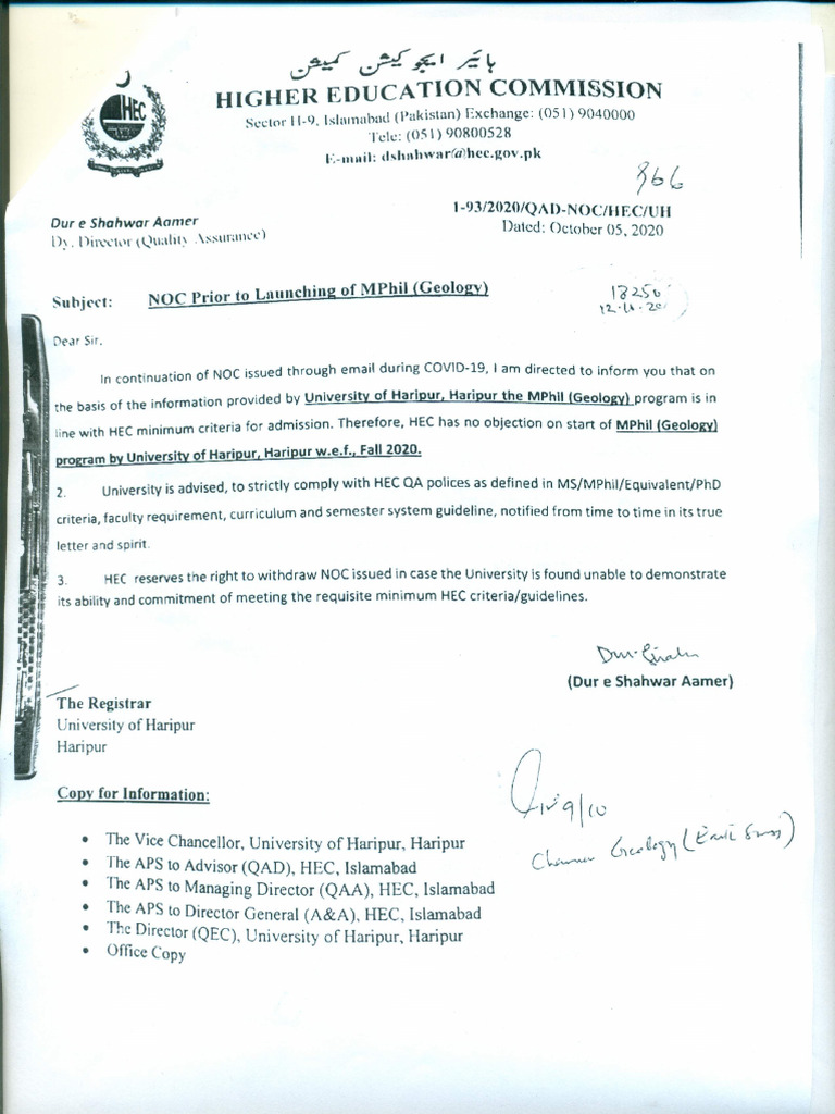NOC Launching For MPhil Geology | PDF