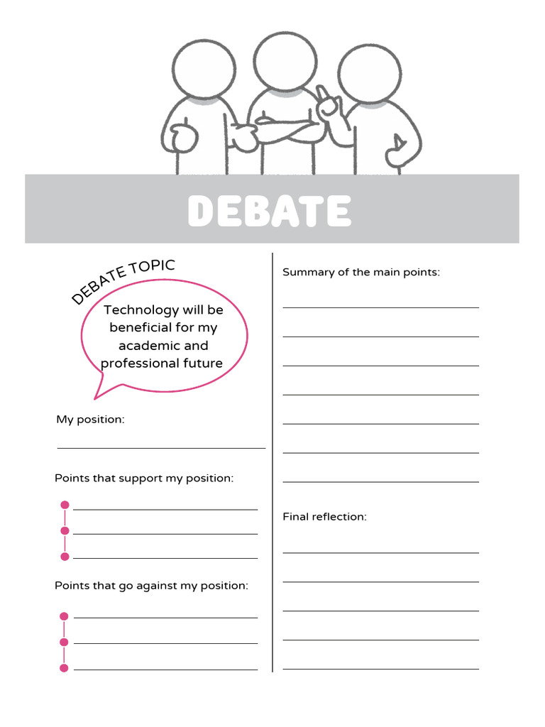 Purple Illustrated English Debate Argument Organsier Worksheet | PDF
