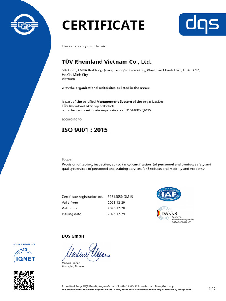 DQS TRV - Iso-9001 - 2022 | PDF