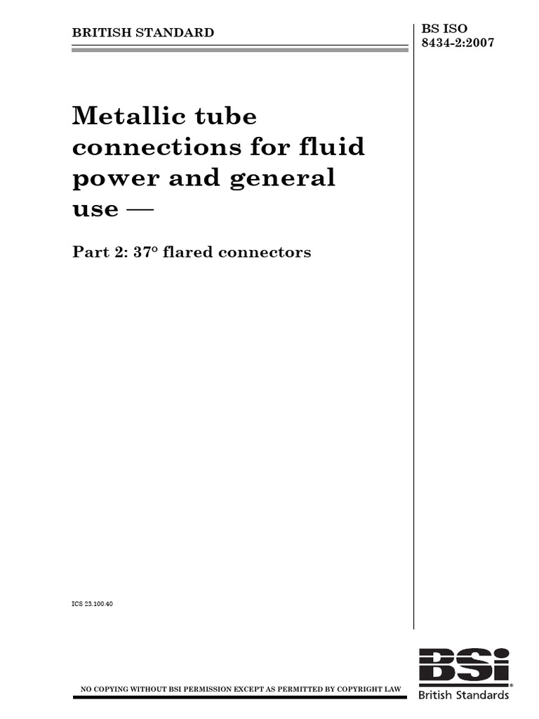 ISO 8434-2: 37° Flared Connector Standard | PDF