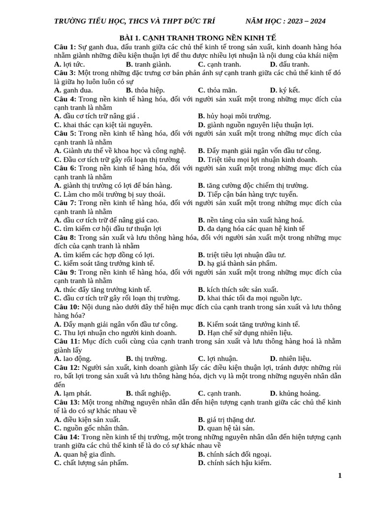 Trắc Nghiệm Gdktpl 11 | PDF