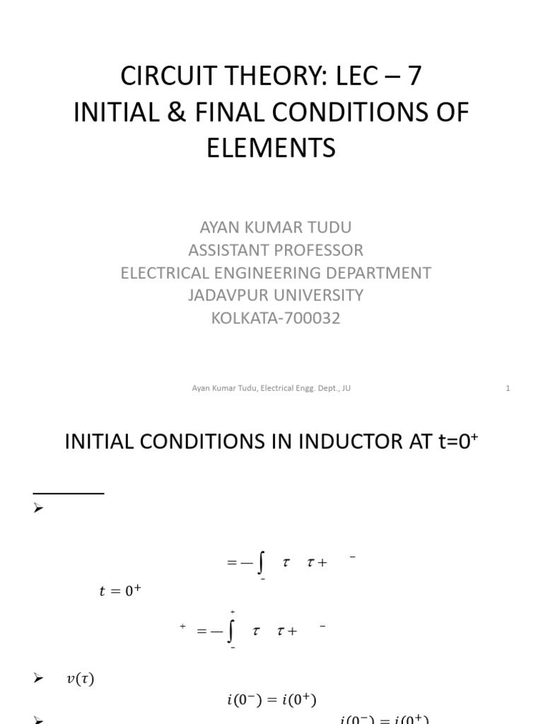 Circuit Theory - Akt - Lec - 7 | PDF | Capacitor | Inductor
