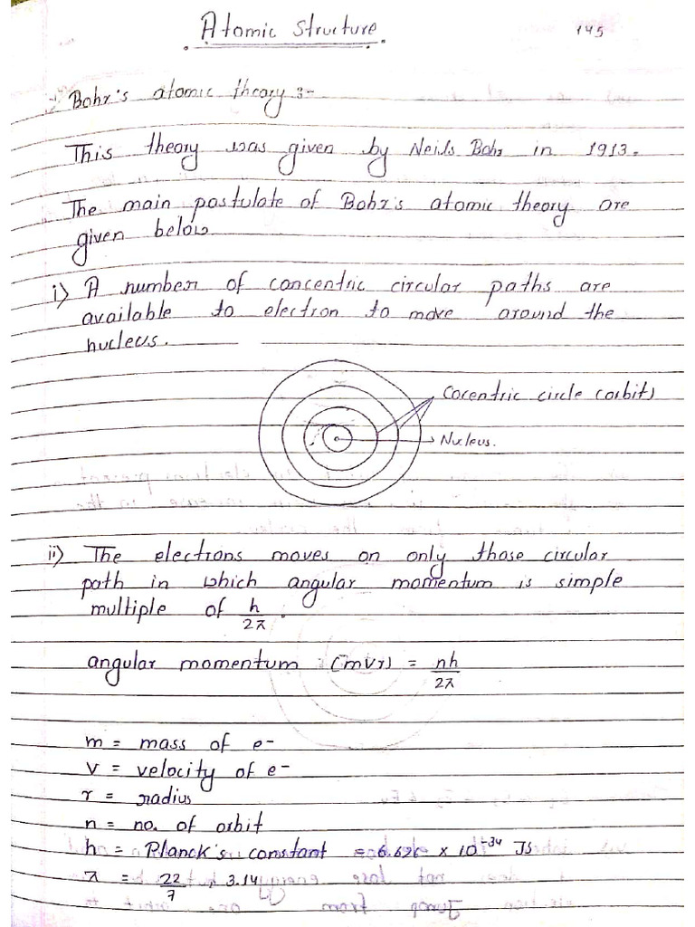 Atomic Structure CH 1 Sem 1 Vbu | PDF