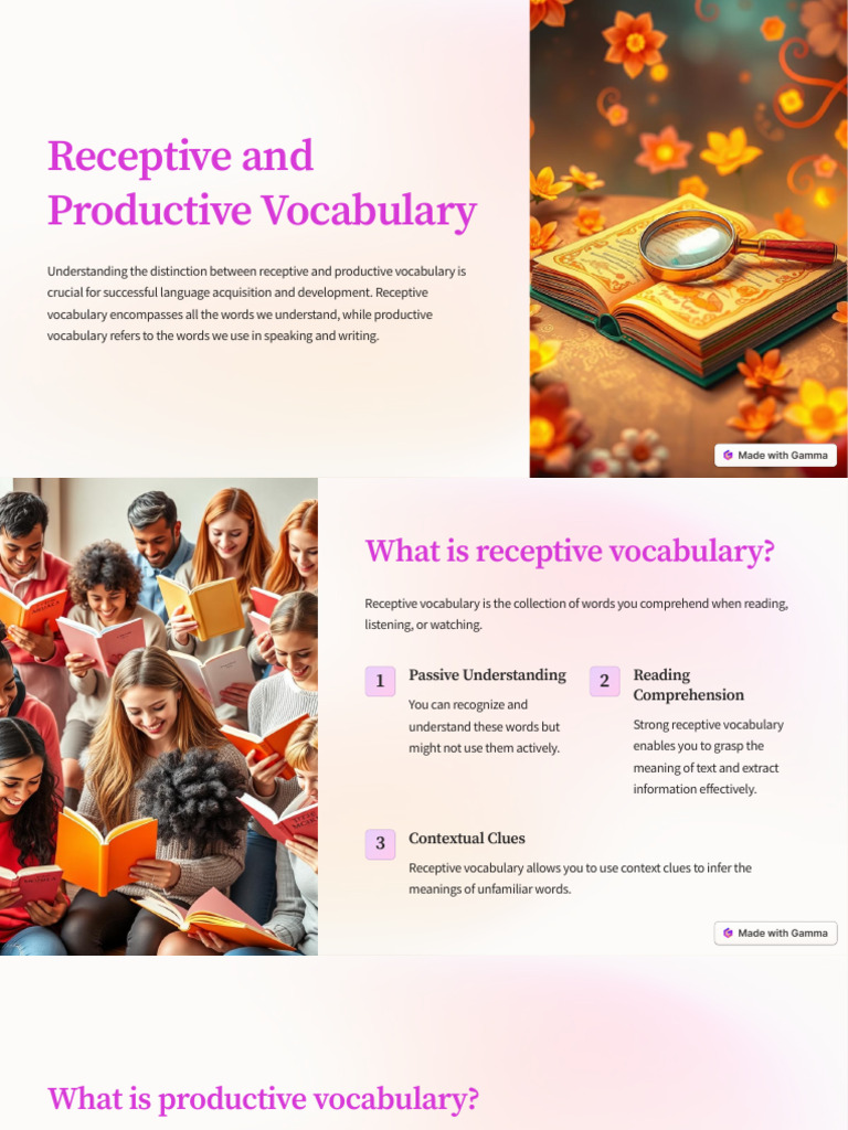 Receptive and Productive Vocabulary | PDF | Vocabulary | Reading ...