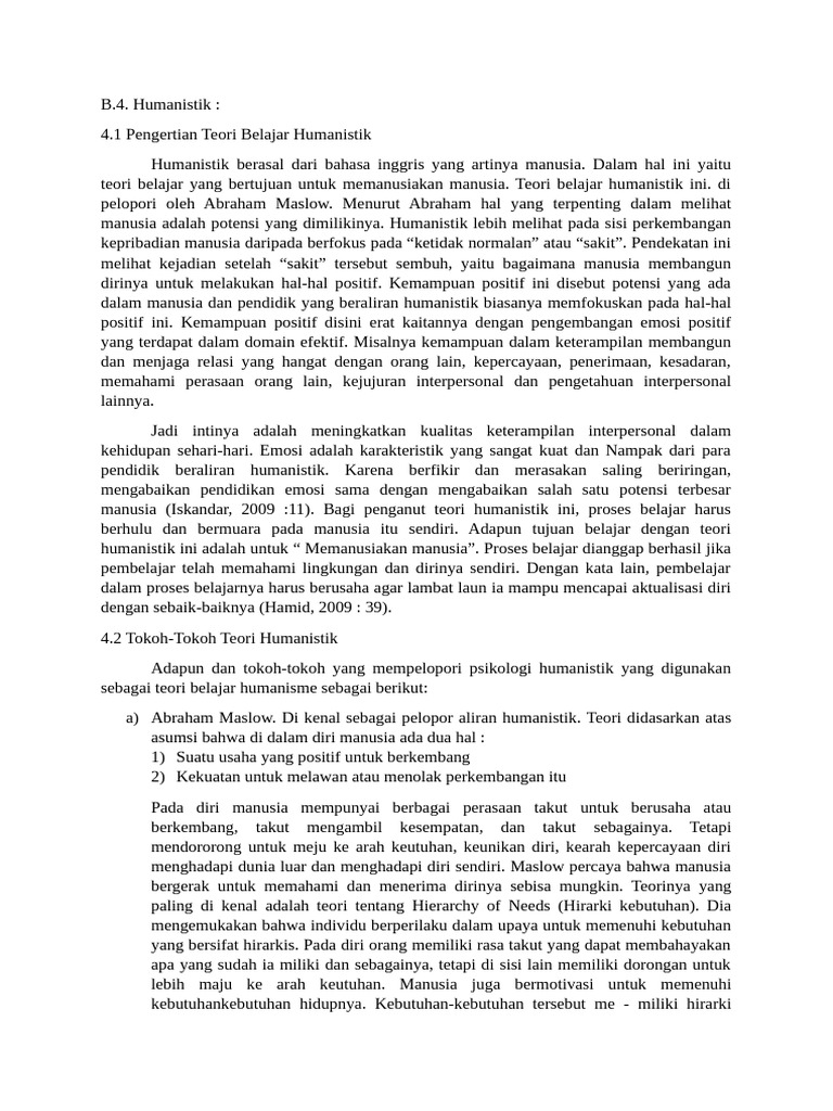 Teori Belajar Humanistik dan Tokohnya | PDF