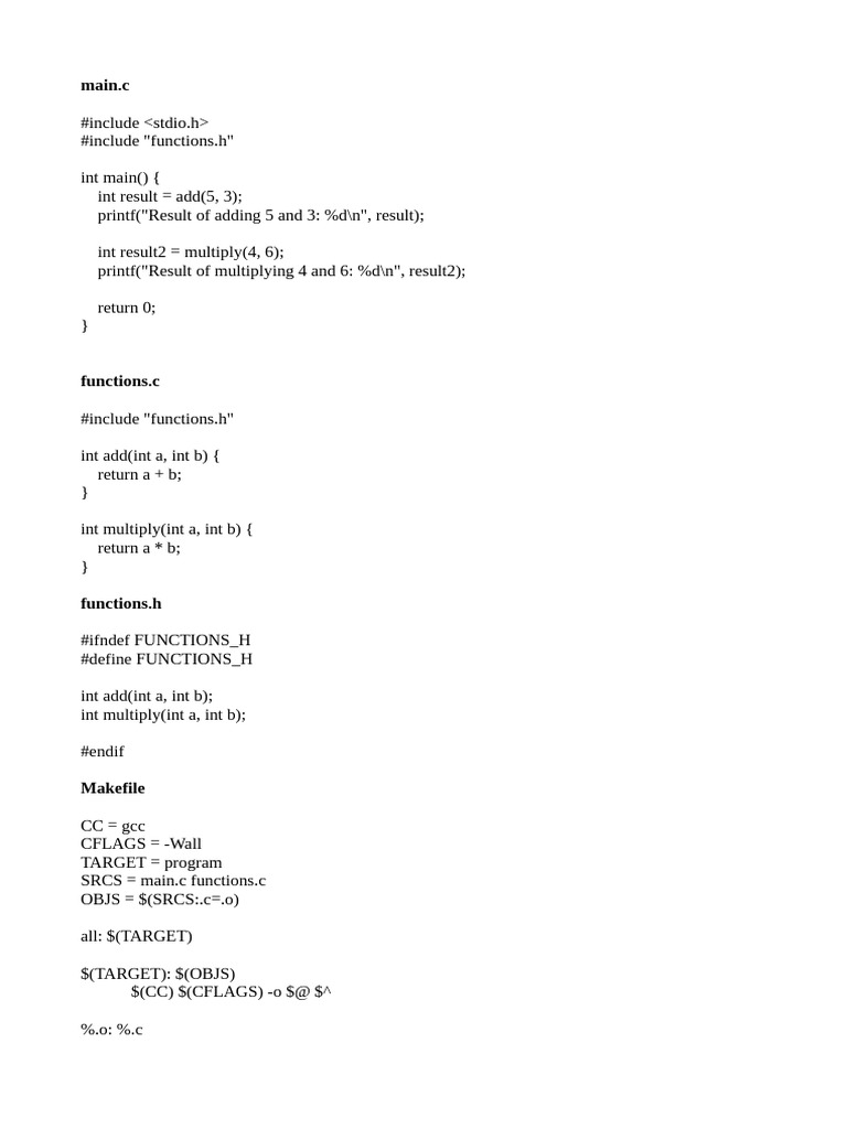 Simple C Program with Makefile | PDF