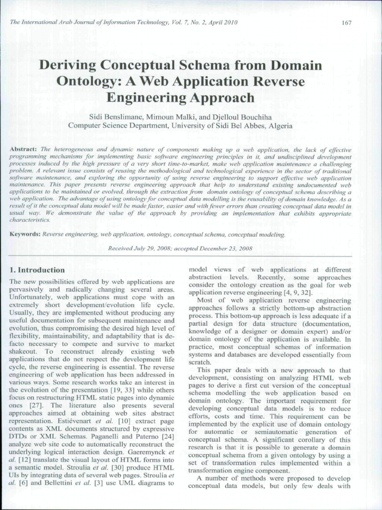 Deriving Conceptual Schema From Domain Ontology: A Web Application Reverse Engineering Approach ...