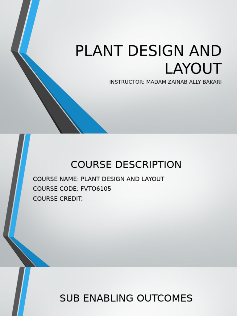 Plant Design & Layout Course Guide | PDF | Machines | Business