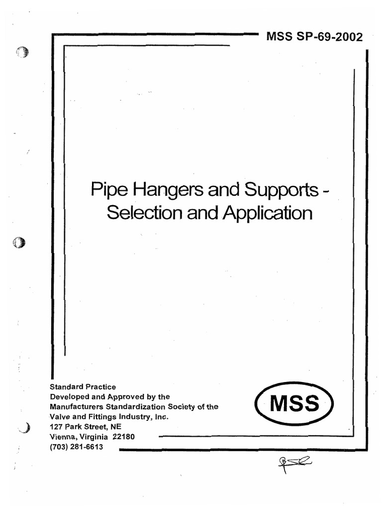 MSS SP 69 2002 - Pipe Hanger & Supports Selection & Application | PDF