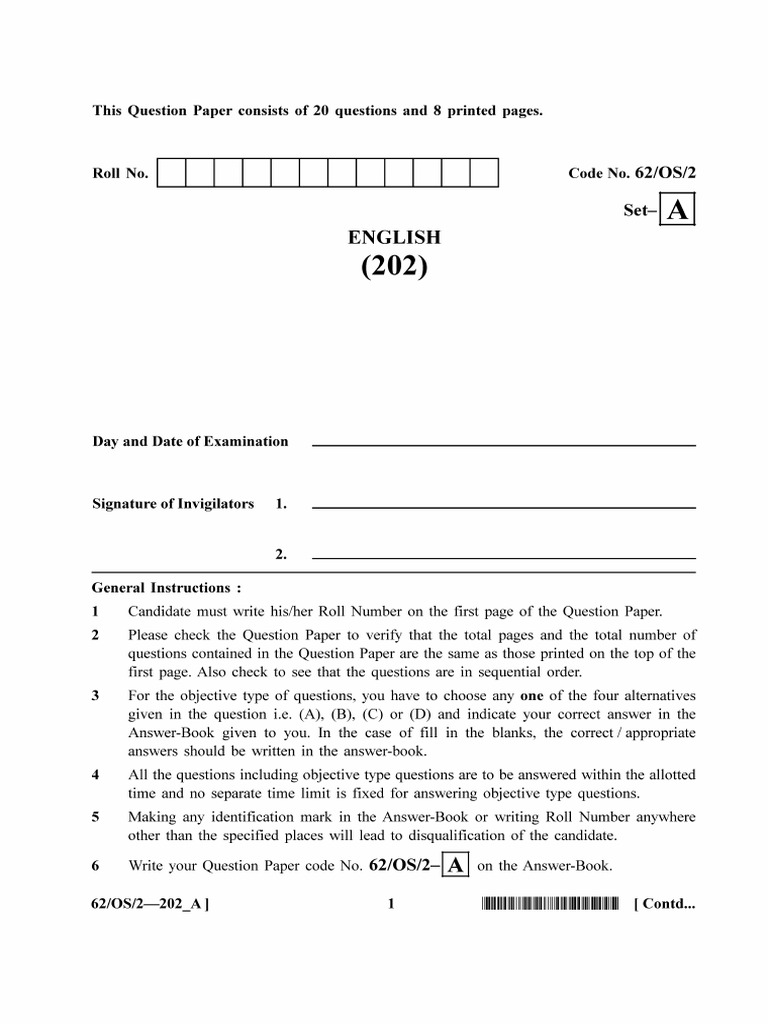 202-OS - ABC Set English QPaper Oct2021 | PDF