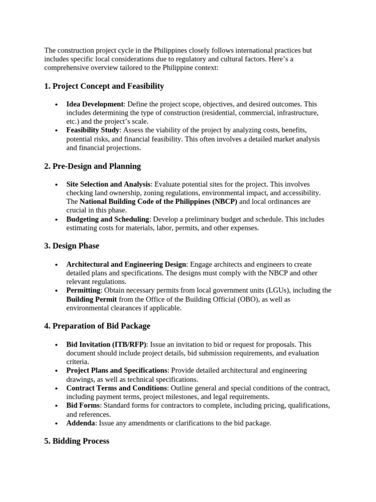 Construction Project Cycle Preparing A Bid Package Bidding Process and Requirements | PDF ...