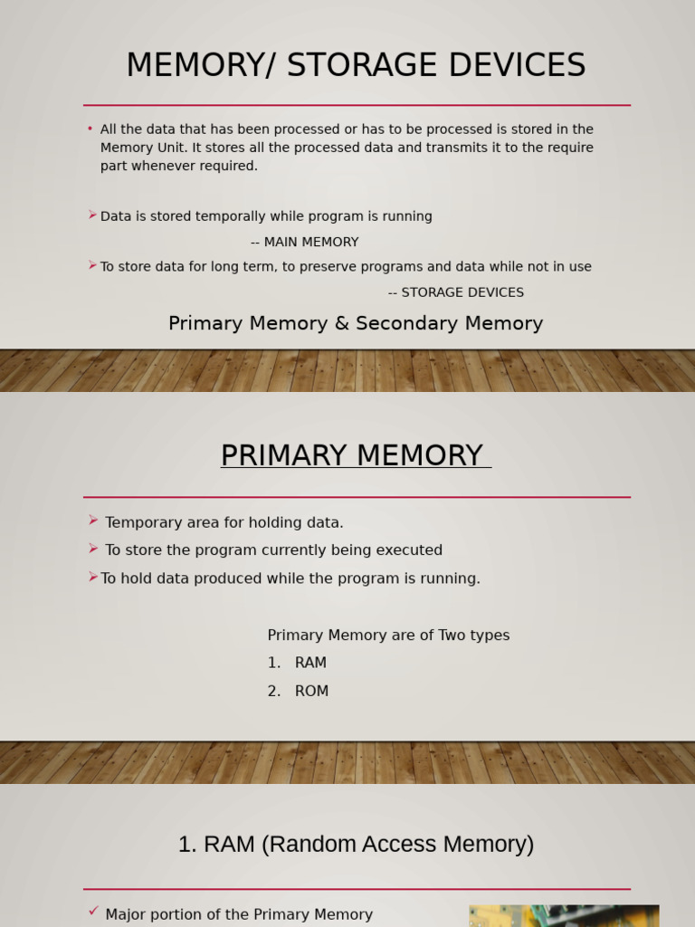 Memory/ Storage Devices: Primary Memory & Secondary Memory | PDF