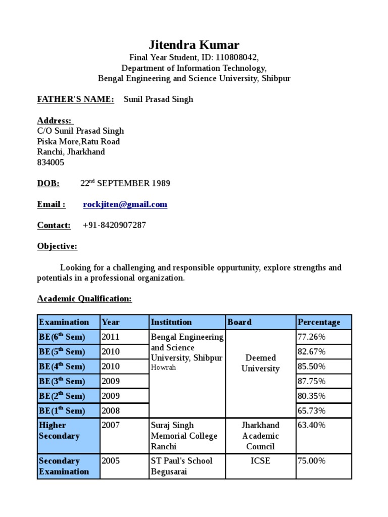 Jitendra Kumar's IT Resume and Skills | PDF