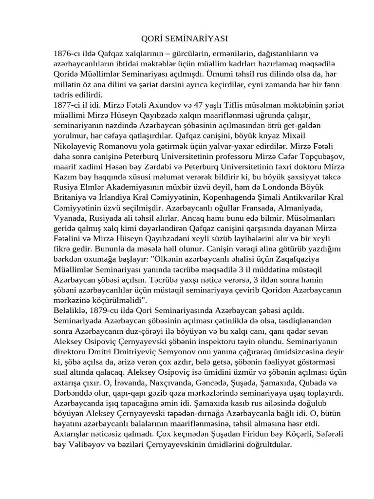 Qori̇ Semi̇nari̇yasi | PDF