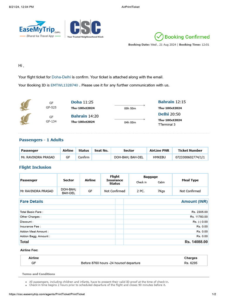 Air Print Ticket 1 | PDF | Transport | Aviation