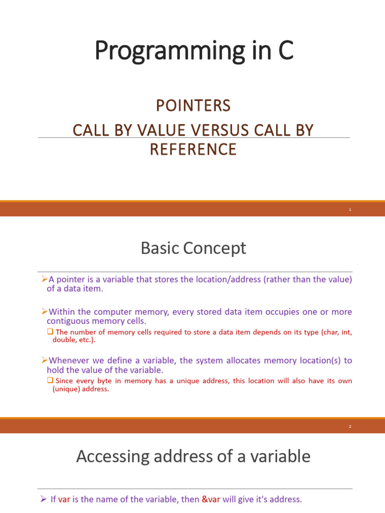 Pointers, Call-By-Value, Call-By-Reference (DM) | PDF | Pointer (Computer Programming) | Integer ...
