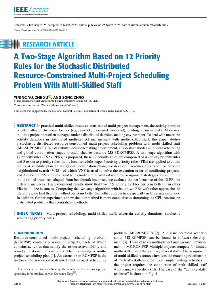 A Two Stage Algorithm Based On 12 Priority Rules For The Stochastic | PDF | Computing | Applied ...