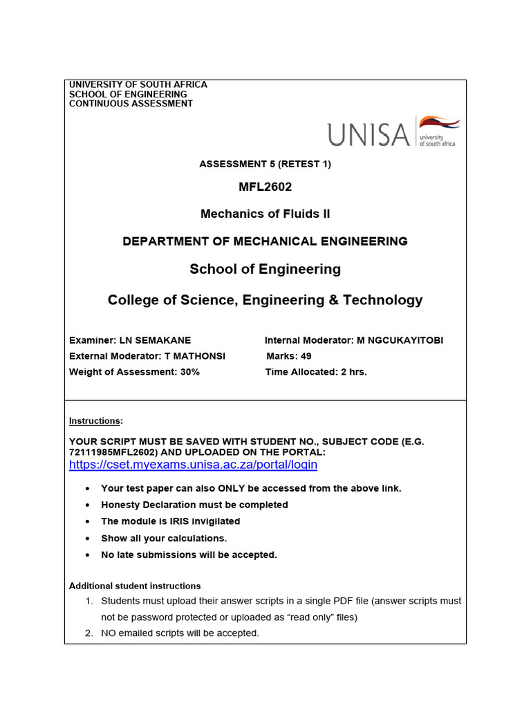 MFL2602 Retest 1 2023 2 | PDF | Mechanical Engineering | Chemical ...