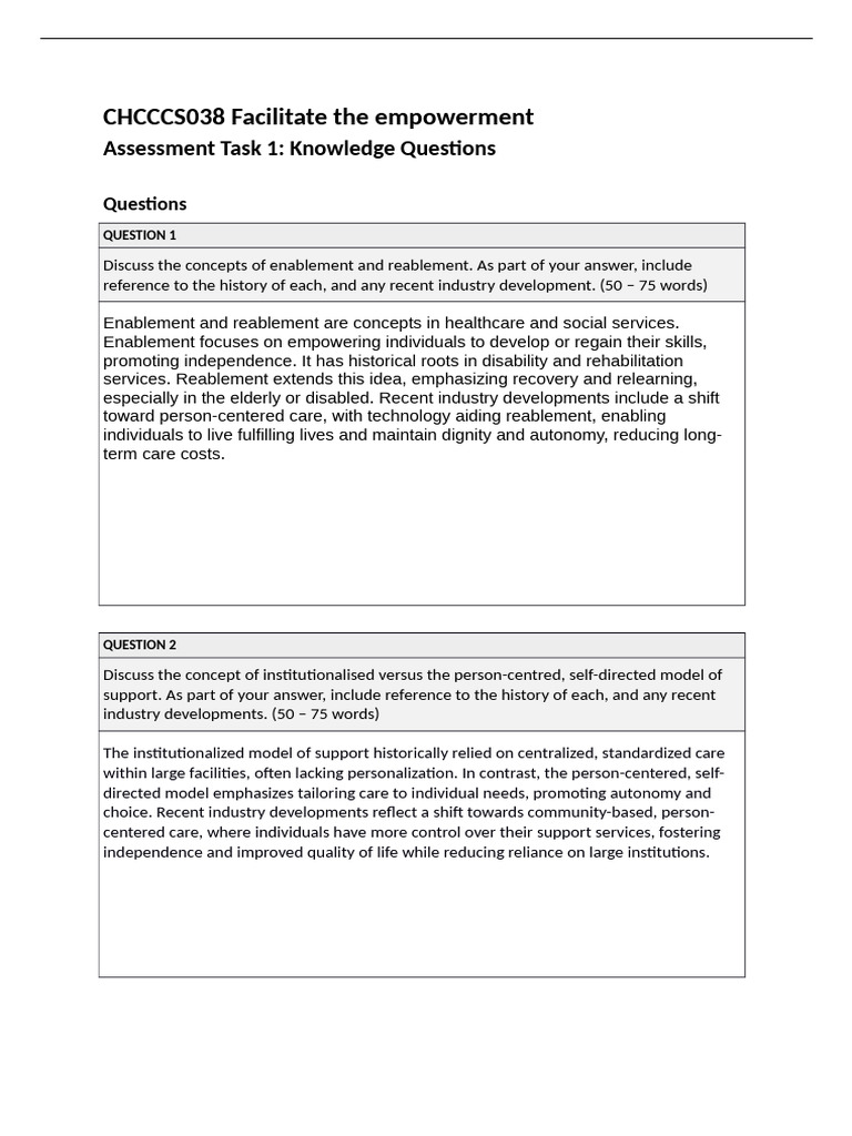 CHCCCS038 Facilitate The Empowerment | PDF | Health Care