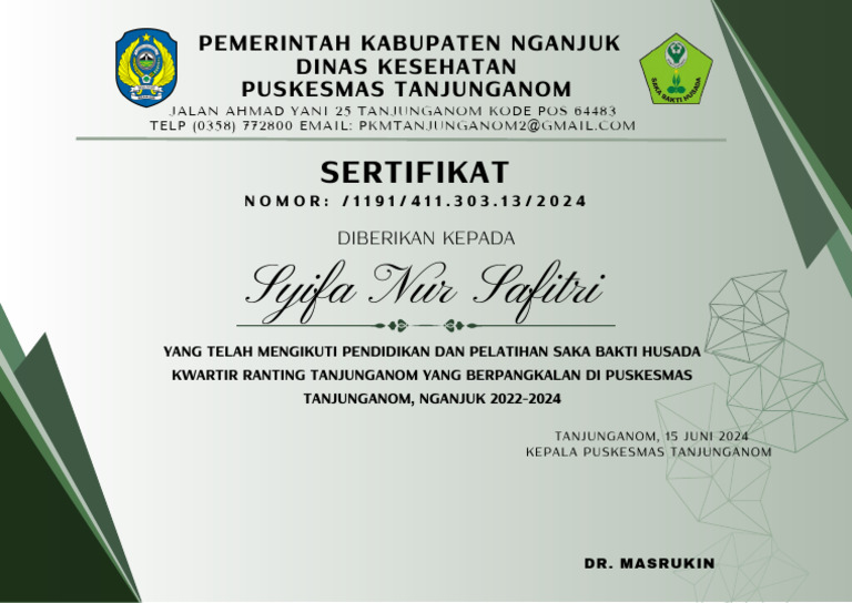 Format Sertifikat SBH | PDF