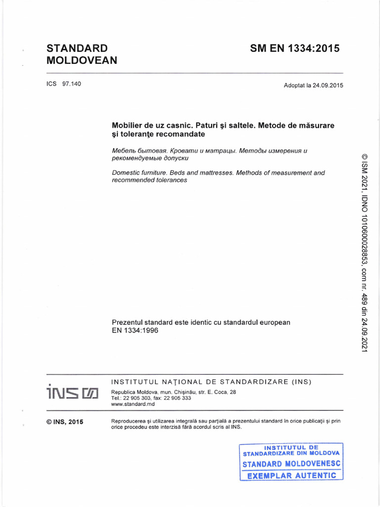 EN 1334:2015 Standards for Beds & Mattresses | PDF | Length ...