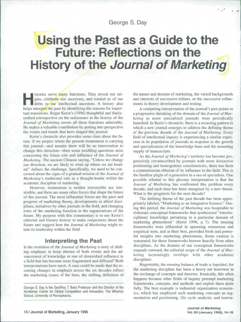 Using The Past As A Guide To The Future - Reflections On The History of ...