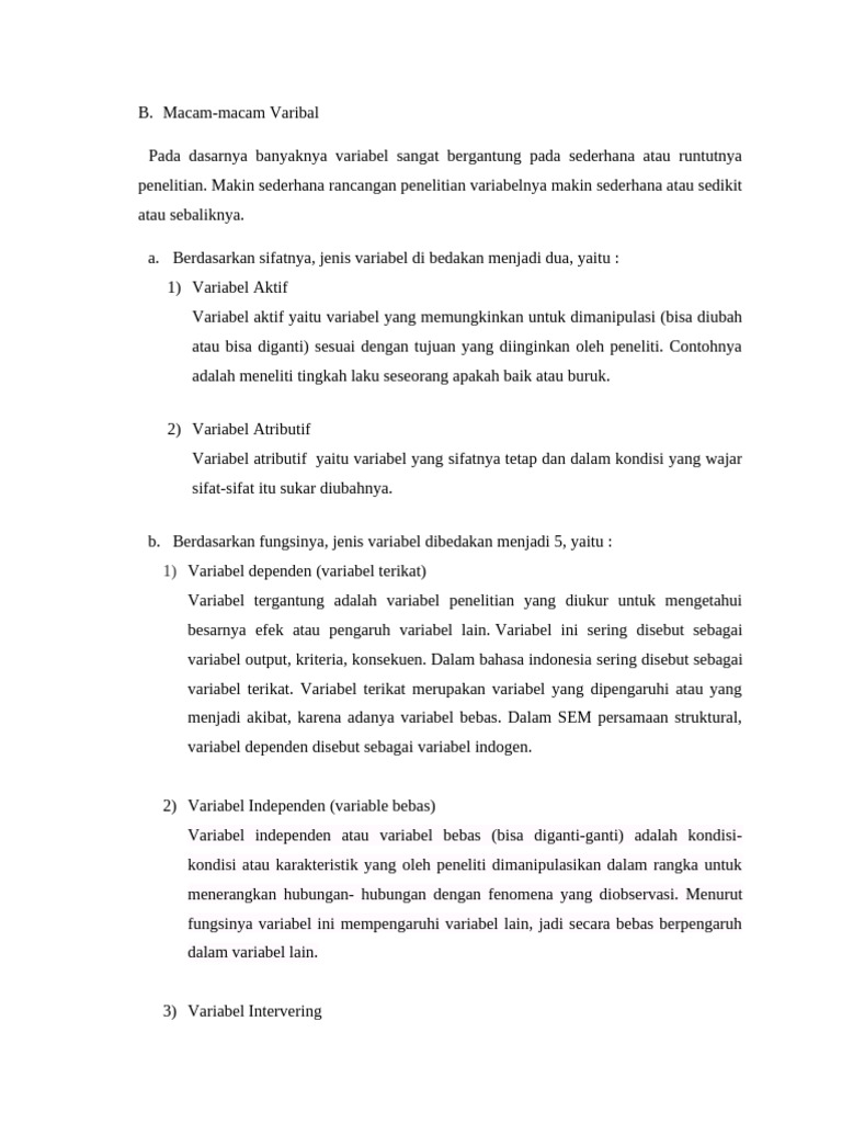 Macam-Macam Variabel | PDF