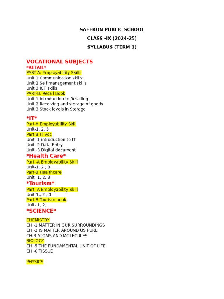 Ix - Syllabus - Term 1 | PDF | Mathematics