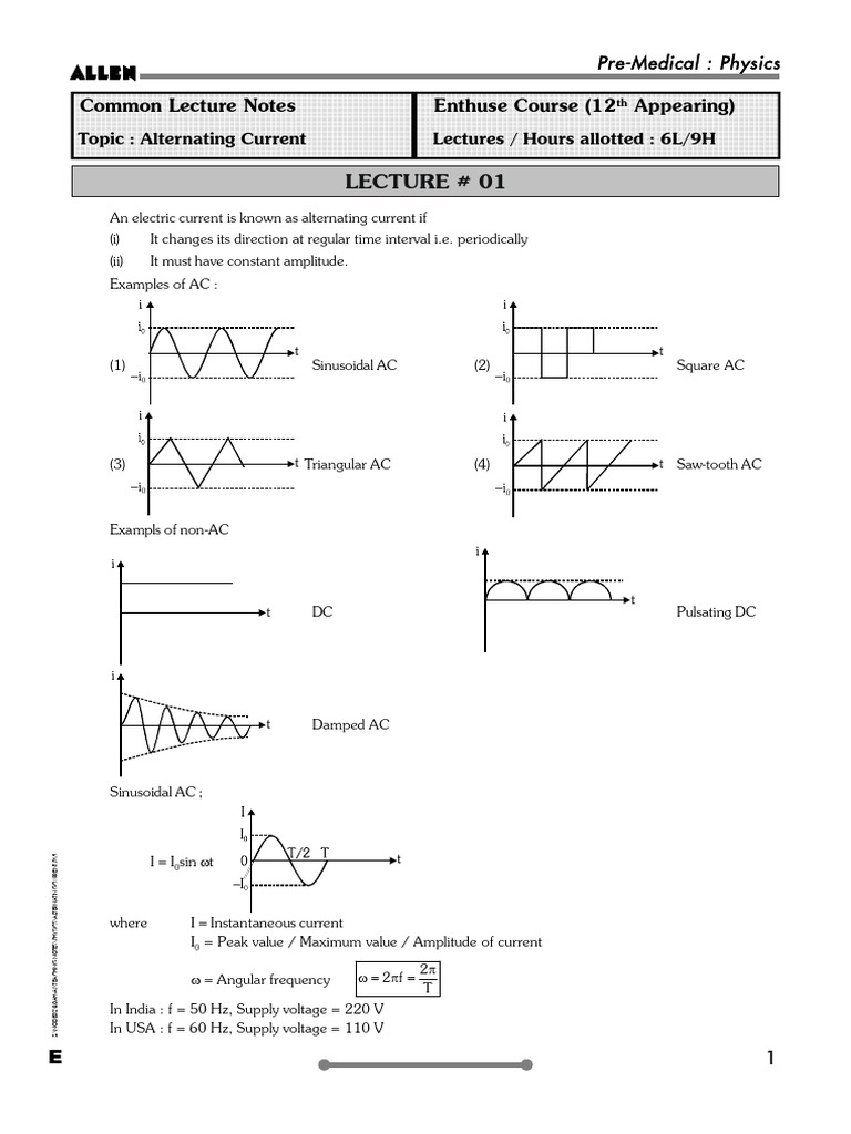 Alternating Current | PDF | Electrical Network | Alternating Current
