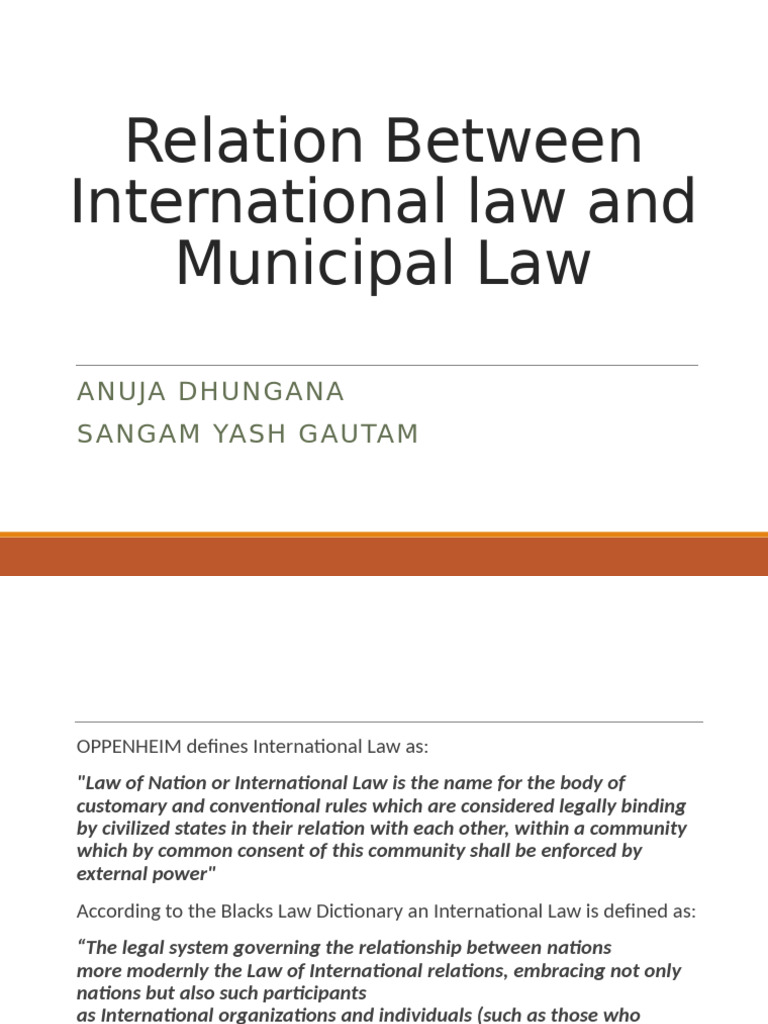 1.1.3 Relation Between International Law and Municipal Law | PDF | International Law | Treaty