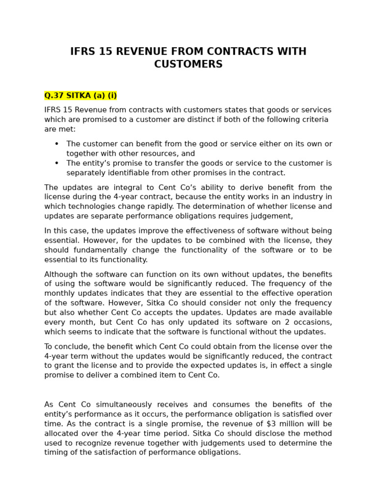 Ifrs 15 Revenue From Contracts | PDF | Goods | License