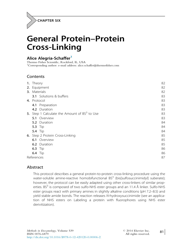 Chapter Six - General Protein-Protein Cross-Linking | PDF | Buffer Solution | Cross Link
