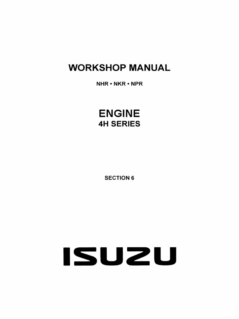 Isuzu Engine 4H Series Workshop Manual LG4H WE 9691 | PDF