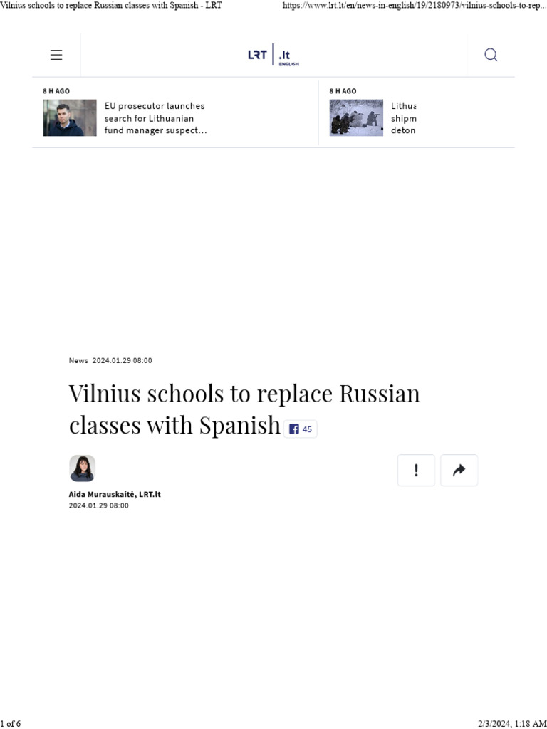 Vilnius Schools To Replace Russian Classes With Spanish - LRT | PDF ...
