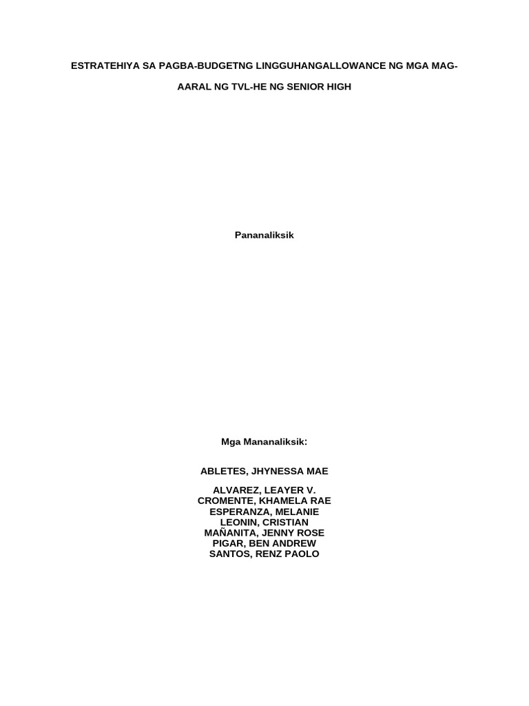 PANANALIKSIK Group2 | PDF