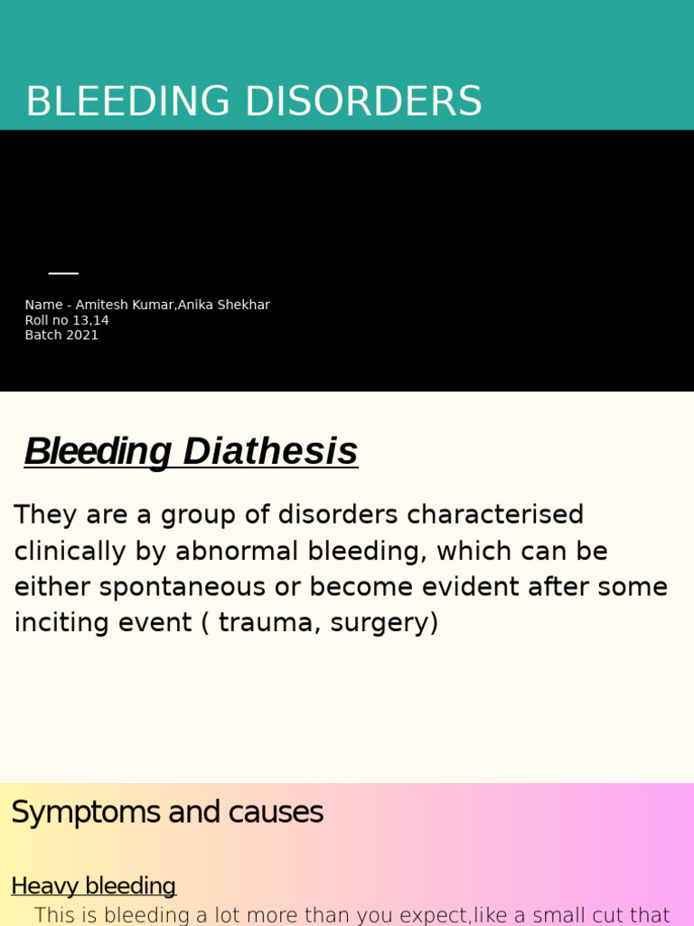 Understanding Bleeding Disorders and Management | PDF | Coagulation | Bleeding