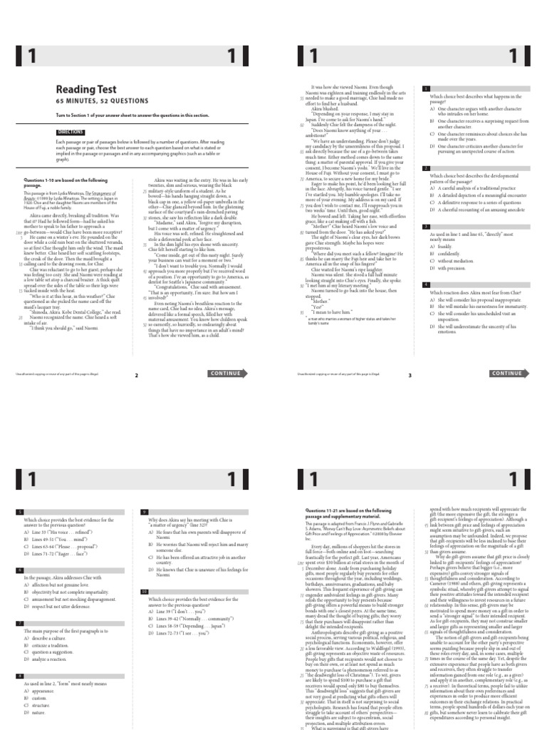 SAT Practice Test #1 | PDF | Gift