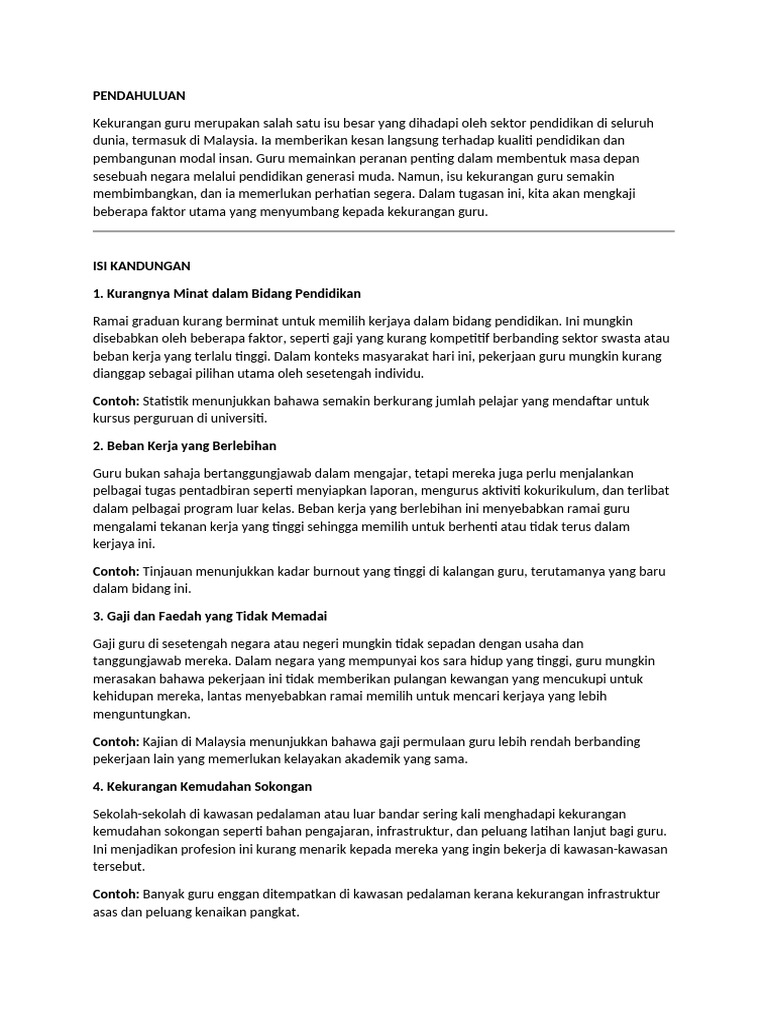 Tugasan Kekurangan Guru Aidil | PDF