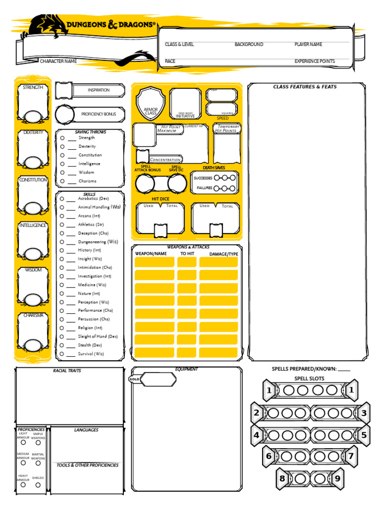 D&D Character Sheet Template | PDF | Gaming | Tabletop Games