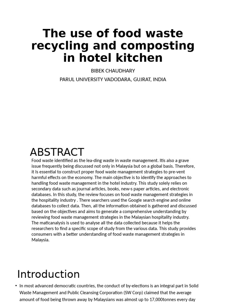 The Use of Food Waste Recycling and Composting BIBEK | PDF | Waste ...