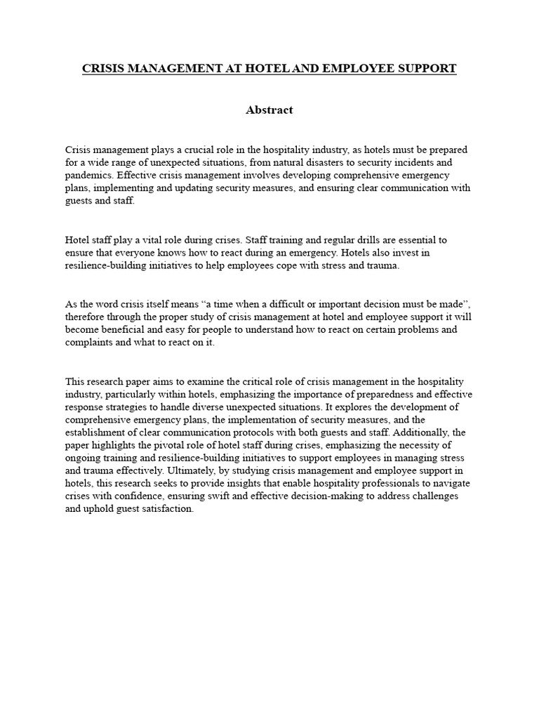 Hotel Crisis Management Strategies | PDF | Crisis Management ...