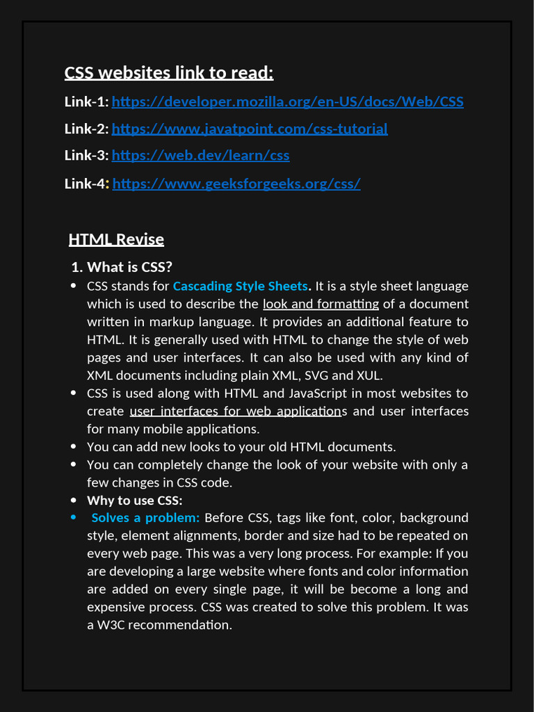 CSS Revise | PDF | Html | Software Development